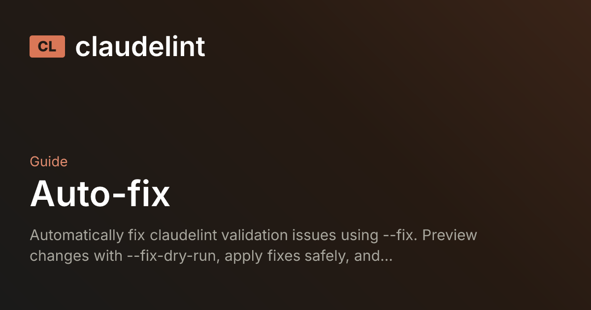 Auto-fix | claudelint
